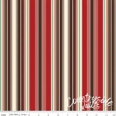 Riley Blake Designs Cowboys Stripes Barn Red — Countryside Quilts